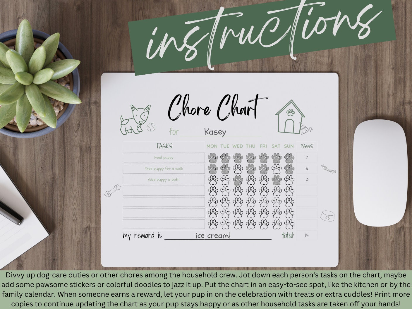 Dog Chore or Sticker Chart Printable for Kids - Etsy
