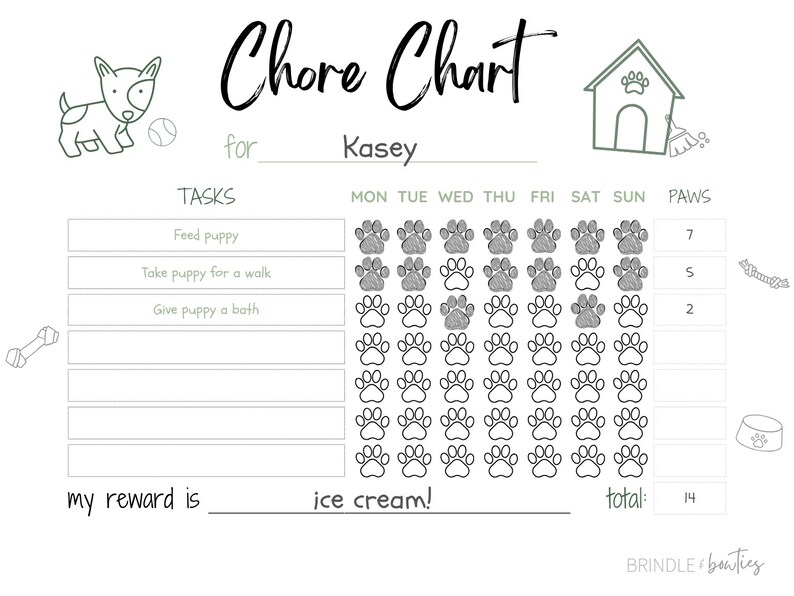 Dog Chore or Sticker Chart Printable for Kids - Etsy