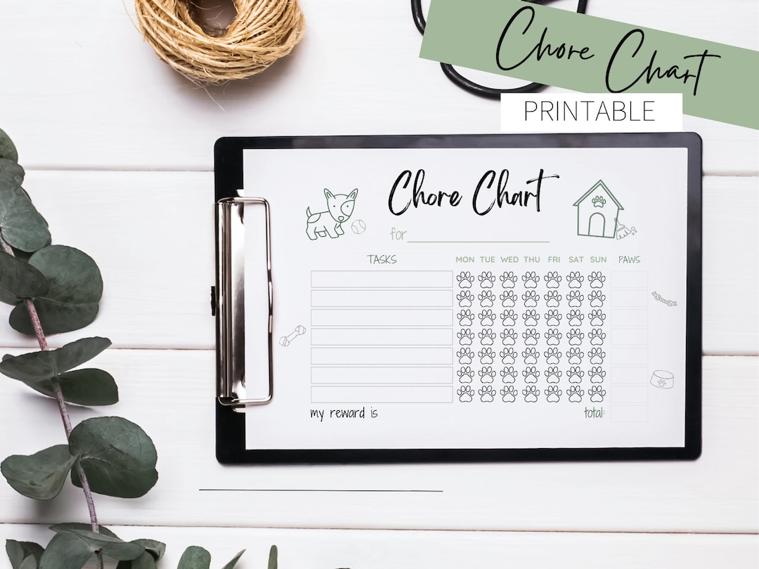 Dog Chore or Sticker Chart Printable for Kids - Etsy