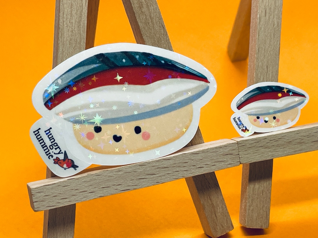 Saba Mackerel Nigiri Holographic Sushi Sticker Set of 1 Big & 1 Mini ...