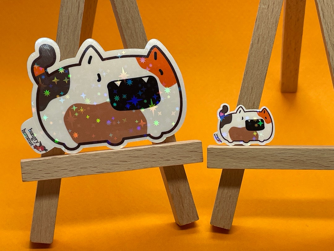 Chonky Chai Holographic Cat Sticker Set of 1 Big, 1 Mini Stickers Holo ...