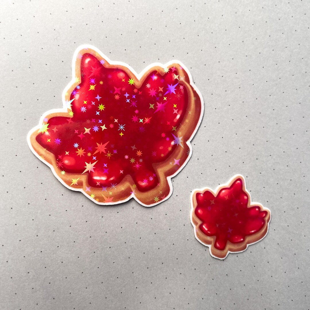 Canadian Maple Leaf Cookie Sticker Set - Jammy Biscuits That Sparkle ...