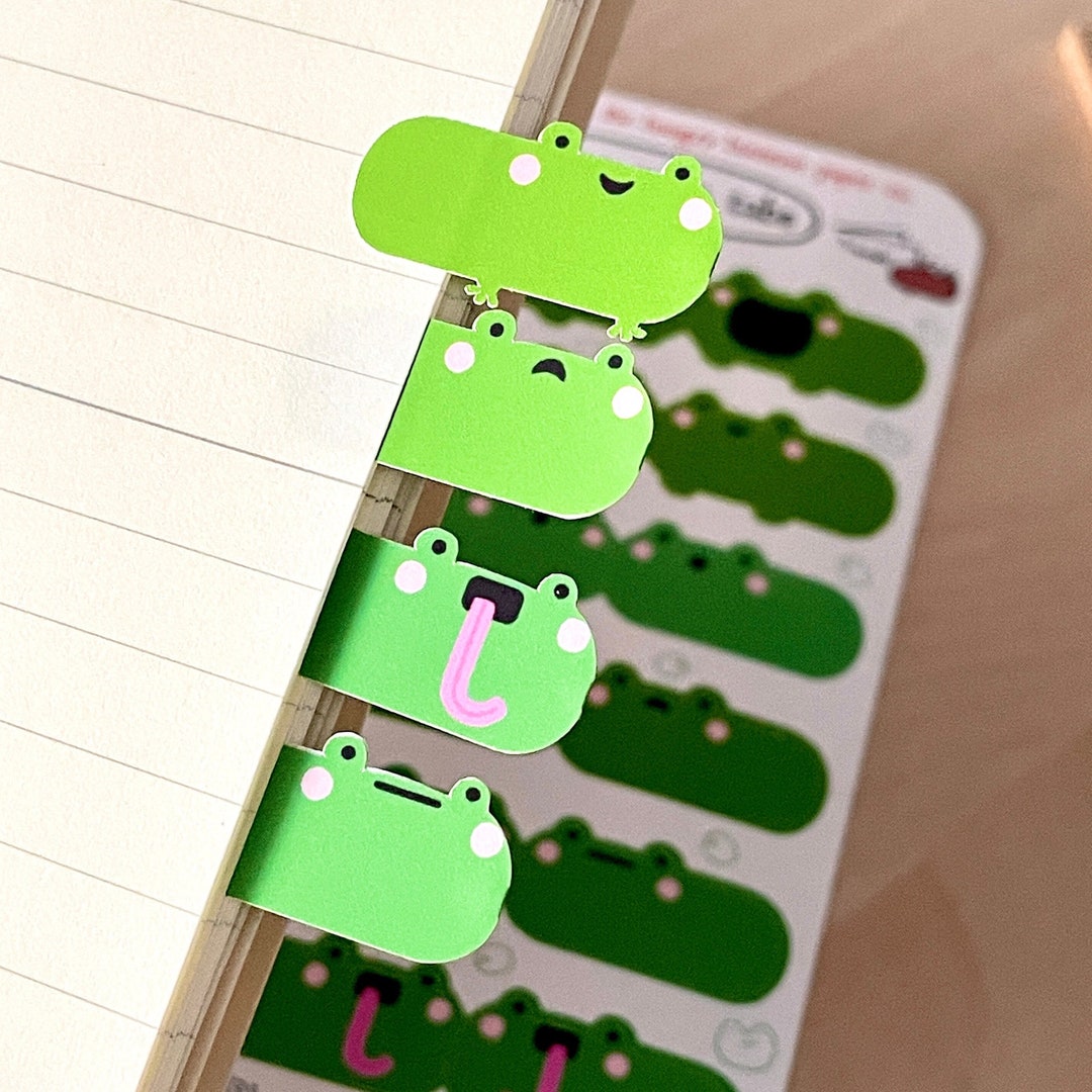 Cute Frog Page Tab Sticker Sheet Adorable Anura Amphibian Planner ...