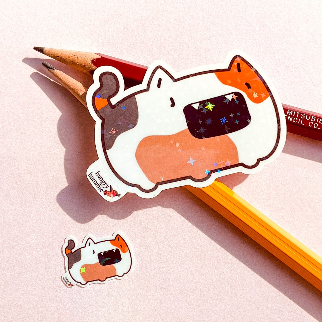 Chonky Chai Holographic Cat Sticker Set of 1 Big, 1 Mini Stickers Holo ...