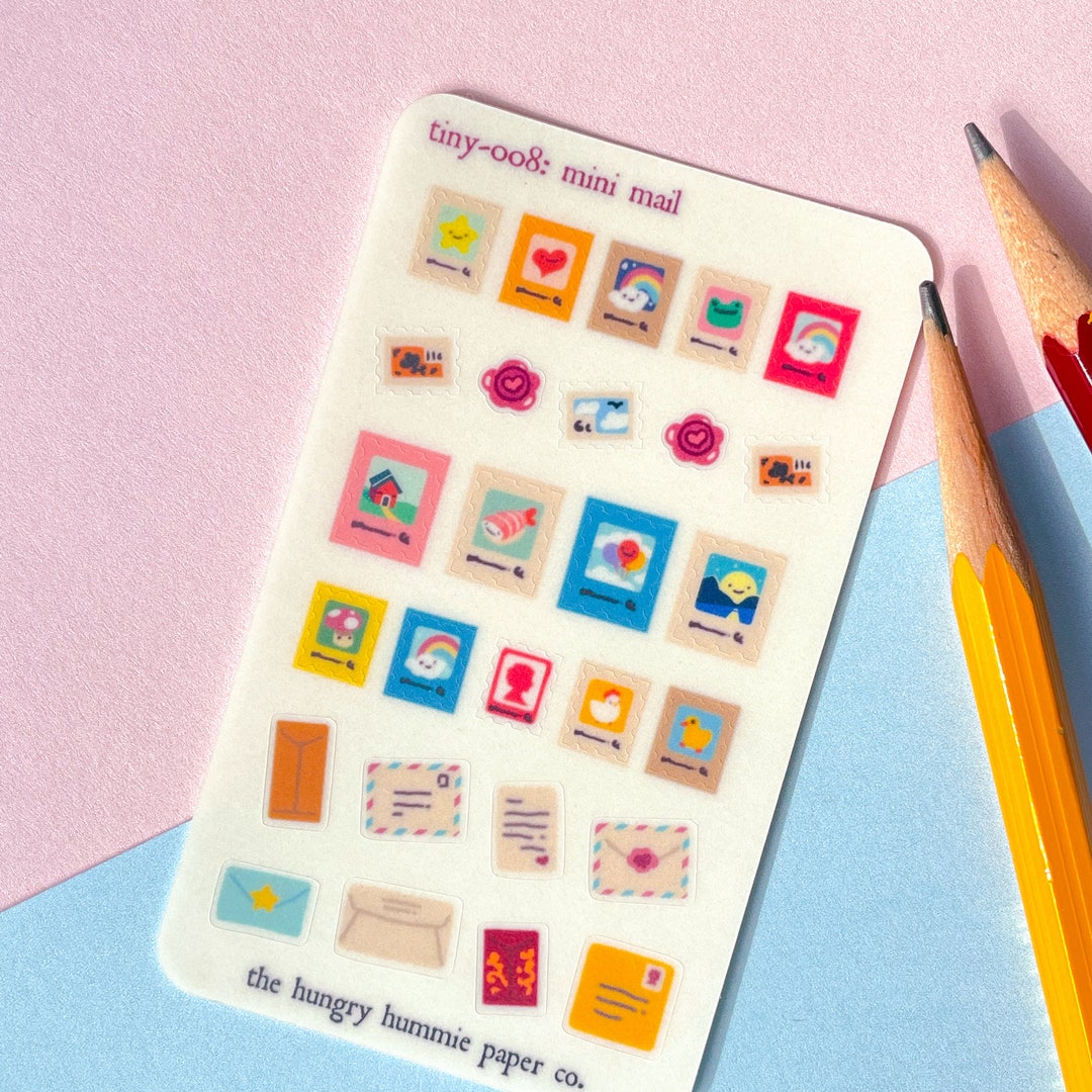 008 Mini Mail | Happy Post Planner Sticker Sheet Tiny Postage Stamp ...