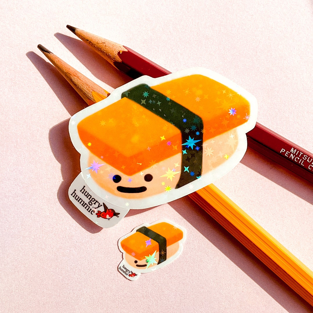 Tamago Sushi Sticker | Holographic Egg Nigiri Set of 1 Big & 1 Mini ...