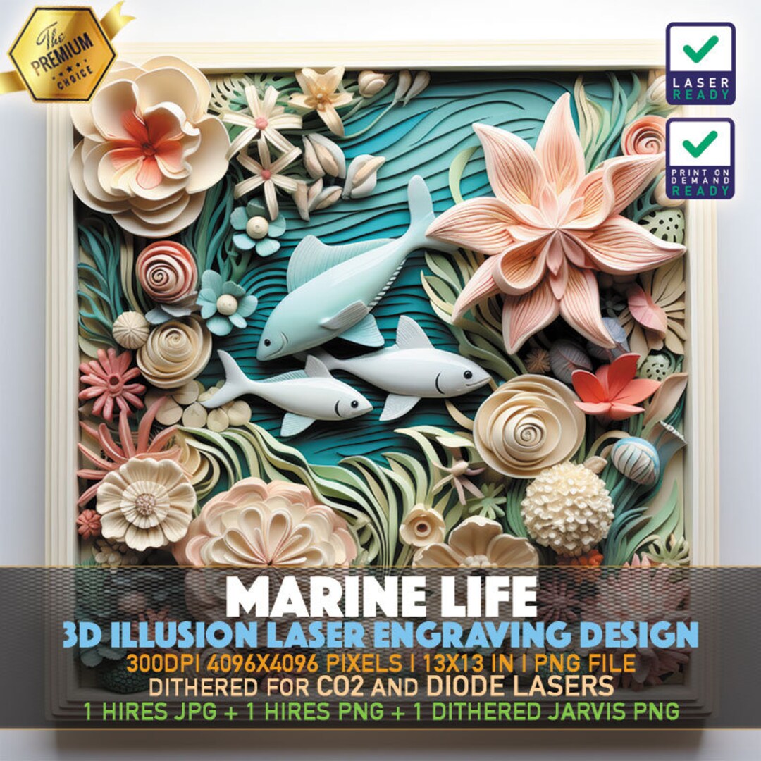 Marine Life | Fish Life | Ocean Life | Laser Engraving File | 3D ...
