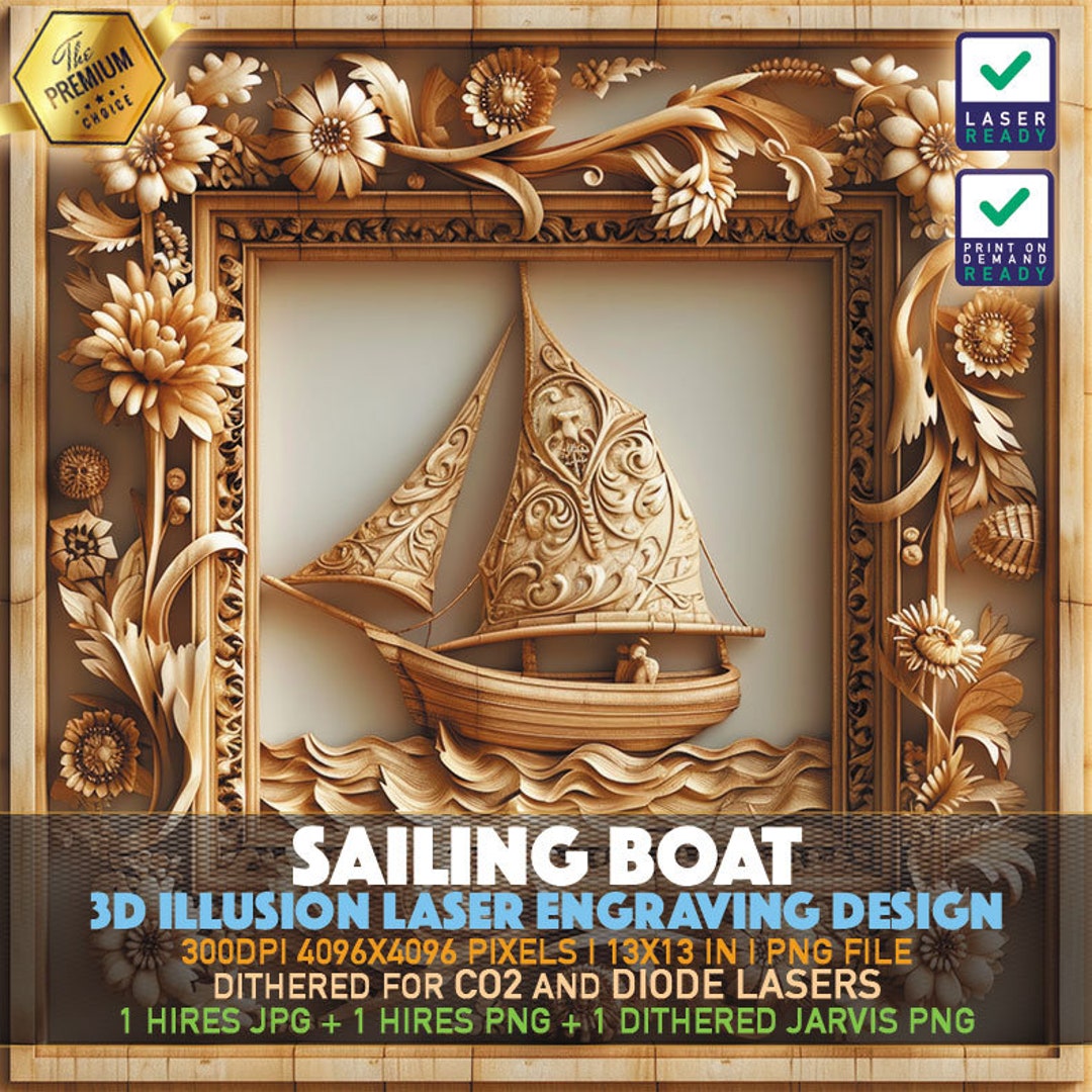 Sailing Boat | Old Sailing Boat | Laser Engraving File | 3D Illusion ...