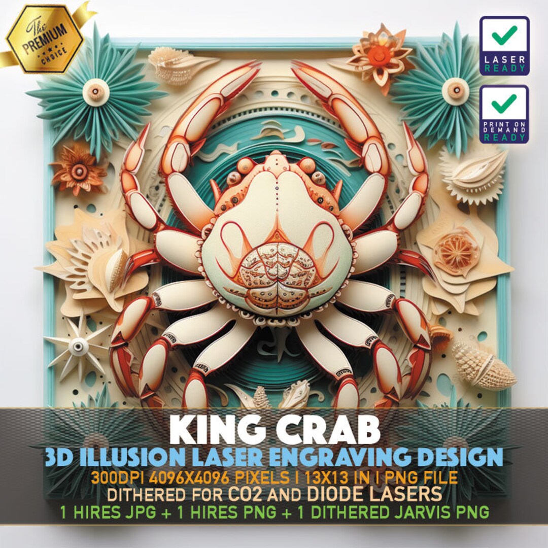 King Crab | Alaskan King Crab | | Laser Engraving File | 3D Illusion ...