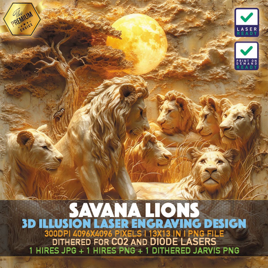 Savana Lions | Family Lions | Cute Lion | Laser Engraving File | 3D ...