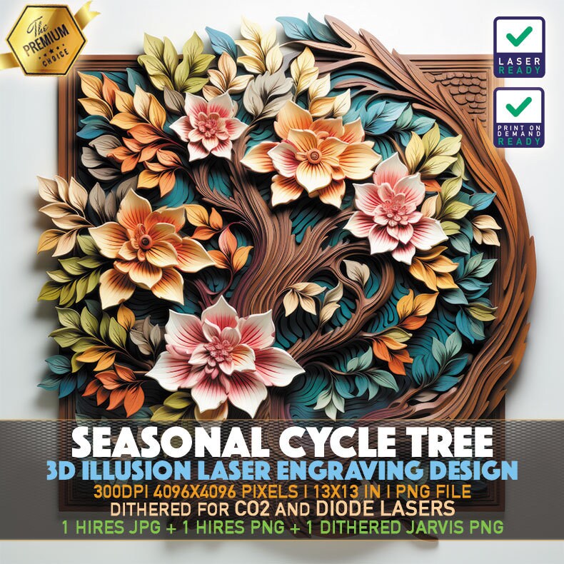 Laser Engraving File 3D Illusion PNG Lightburn File PNG - Etsy