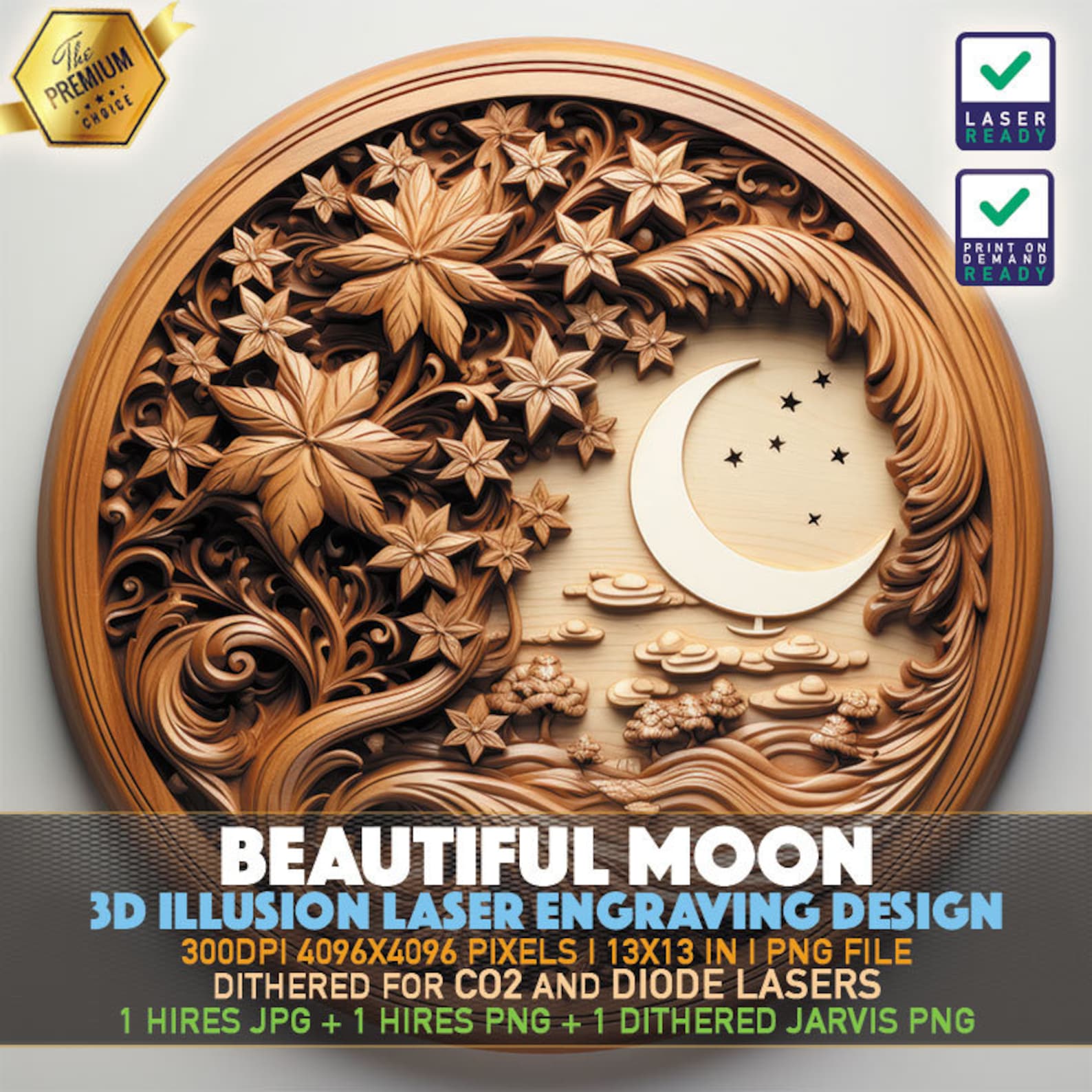 Laser Engraving File 3D Illusion PNG Lightburn File PNG - Etsy