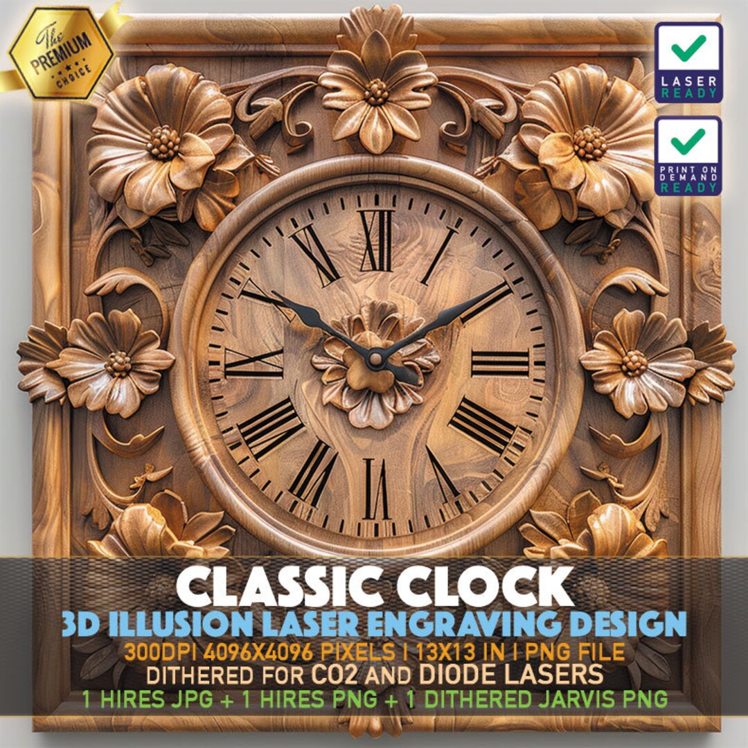 Classic Clock | Beautiful Clock | Laser Engraving File | 3D Illusion ...