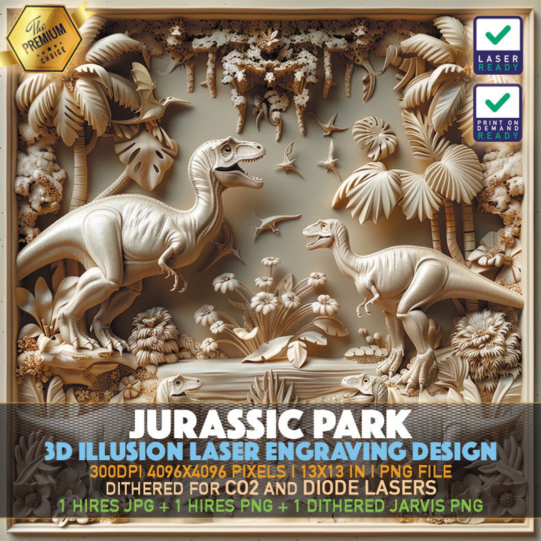 Jurassic Park | Dinosaur Wall Art | Laser Engraving File | 3D Illusion ...