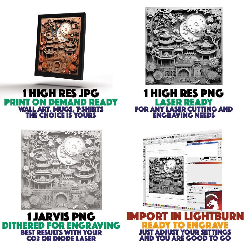 Laser Engraving File 3D Illusion PNG Lightburn File PNG - Etsy