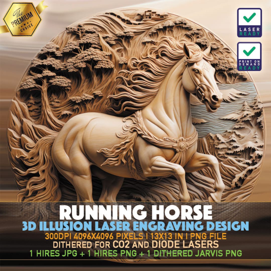 Beautiful Wild Horse | Running Horse | Laser Engraving File | 3D ...