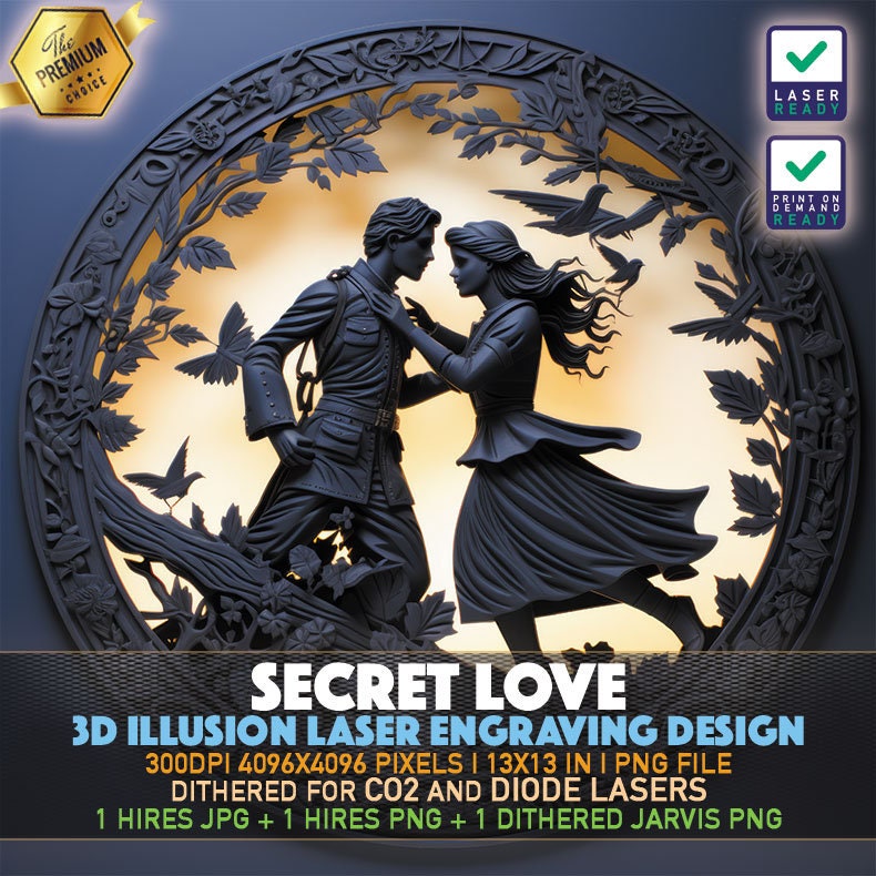 Laser Engraving File 3D Illusion PNG Lightburn File PNG - Etsy