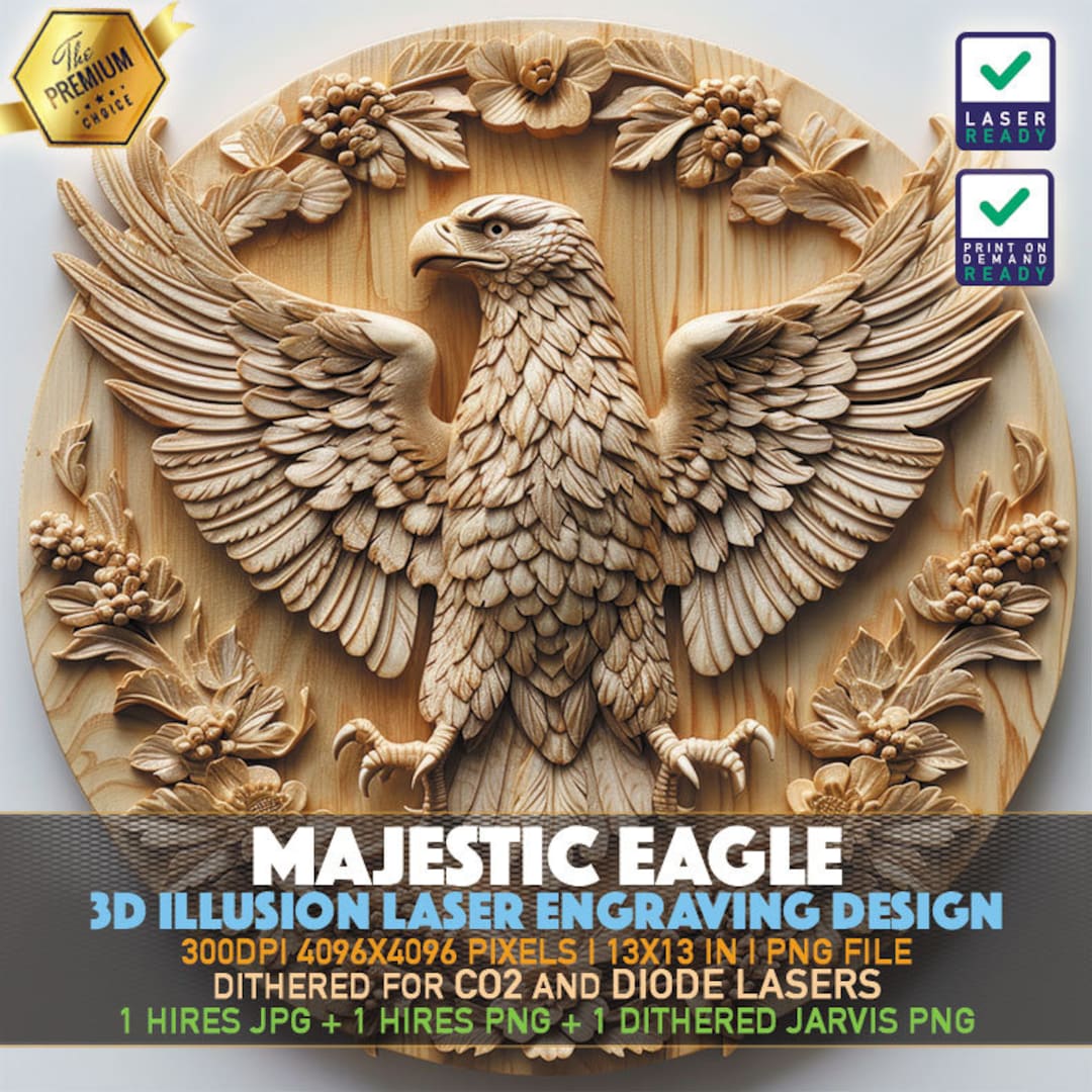 Majestic Eagle | Beautiful Eagle | Laser Engraving File | 3D Illusion ...