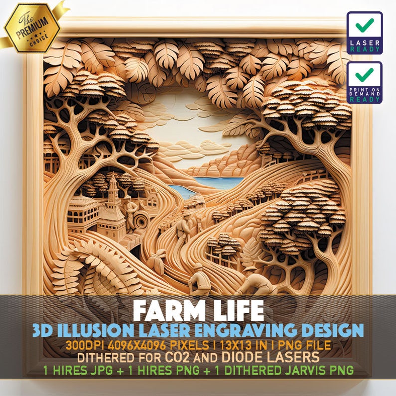 Laser Engraving File 3D Illusion PNG Lightburn File PNG Engraving ...