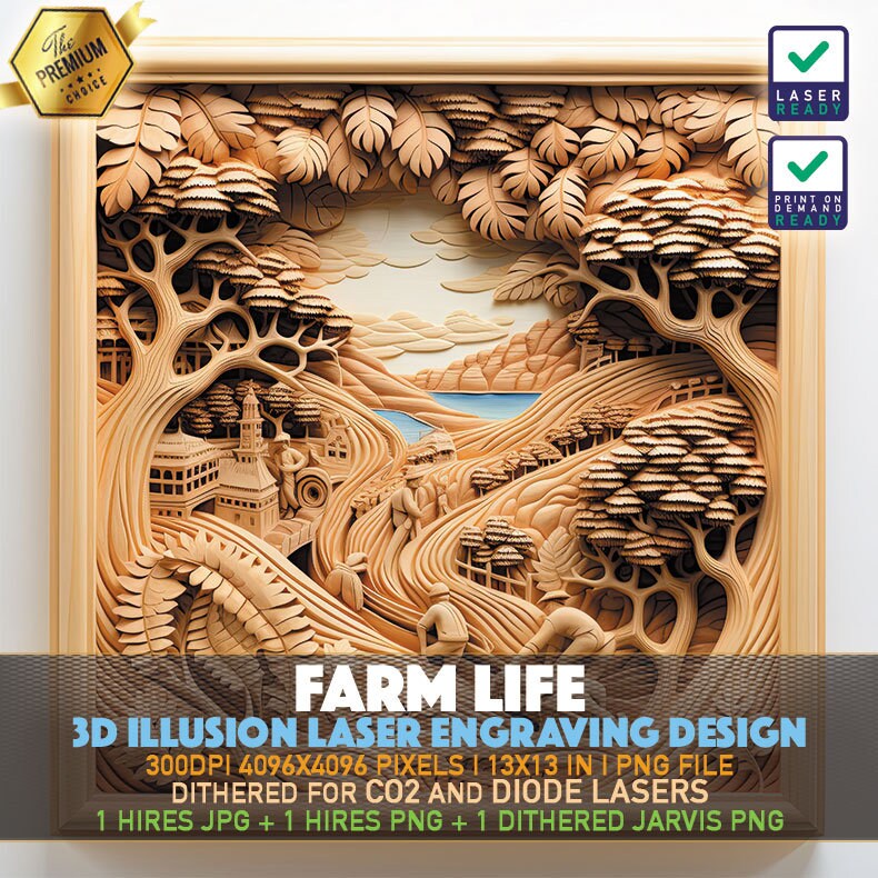 Laser Engraving File 3D Illusion PNG Lightburn File PNG Engraving ...