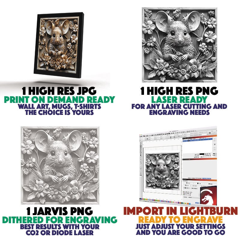 Cute Mouse | Little Mouse | Mouse | Laser Engraving File | 3D Illusion ...