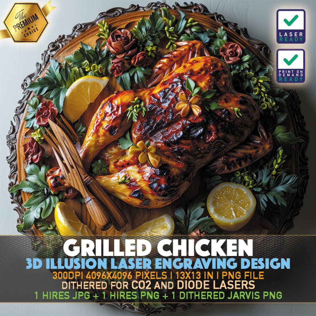 Grilled Chicken | Barbecue Chicken | Laser Engraving File | 3D Illusion ...