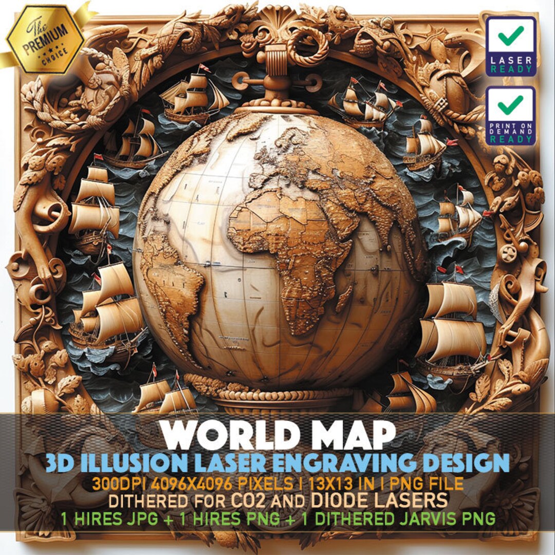 World Map | Whole World Map | Secret Map | Laser Engraving File | 3D ...