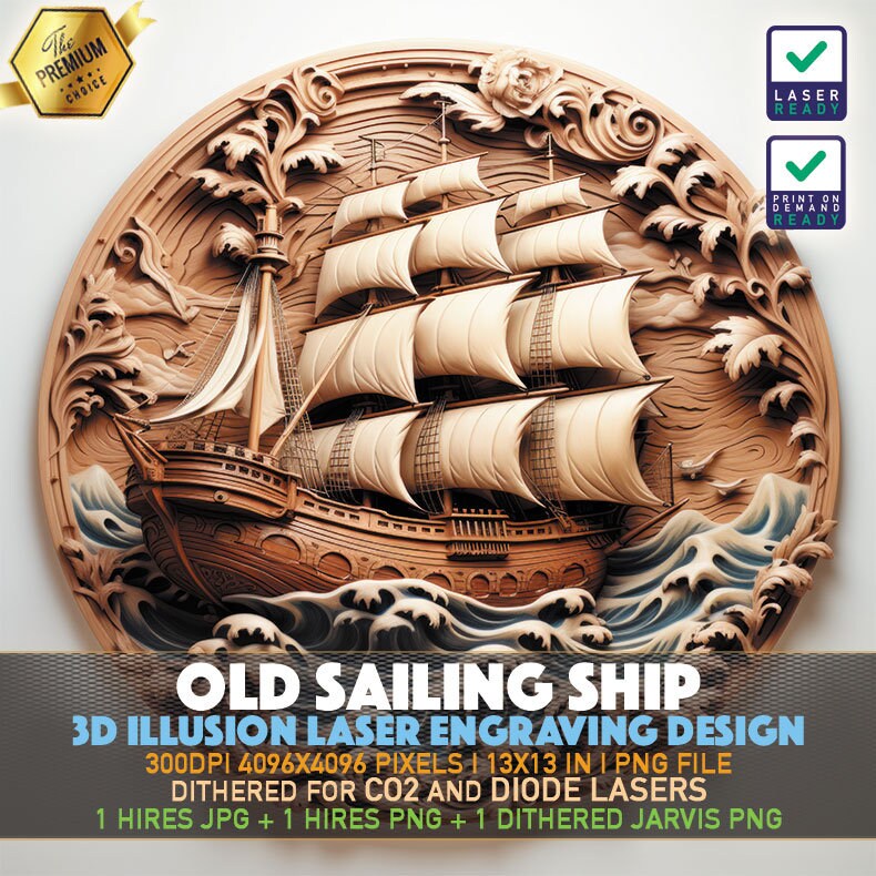 Old Sailing Ship Old Pirate Ship Laser Engraving File 3D - Etsy