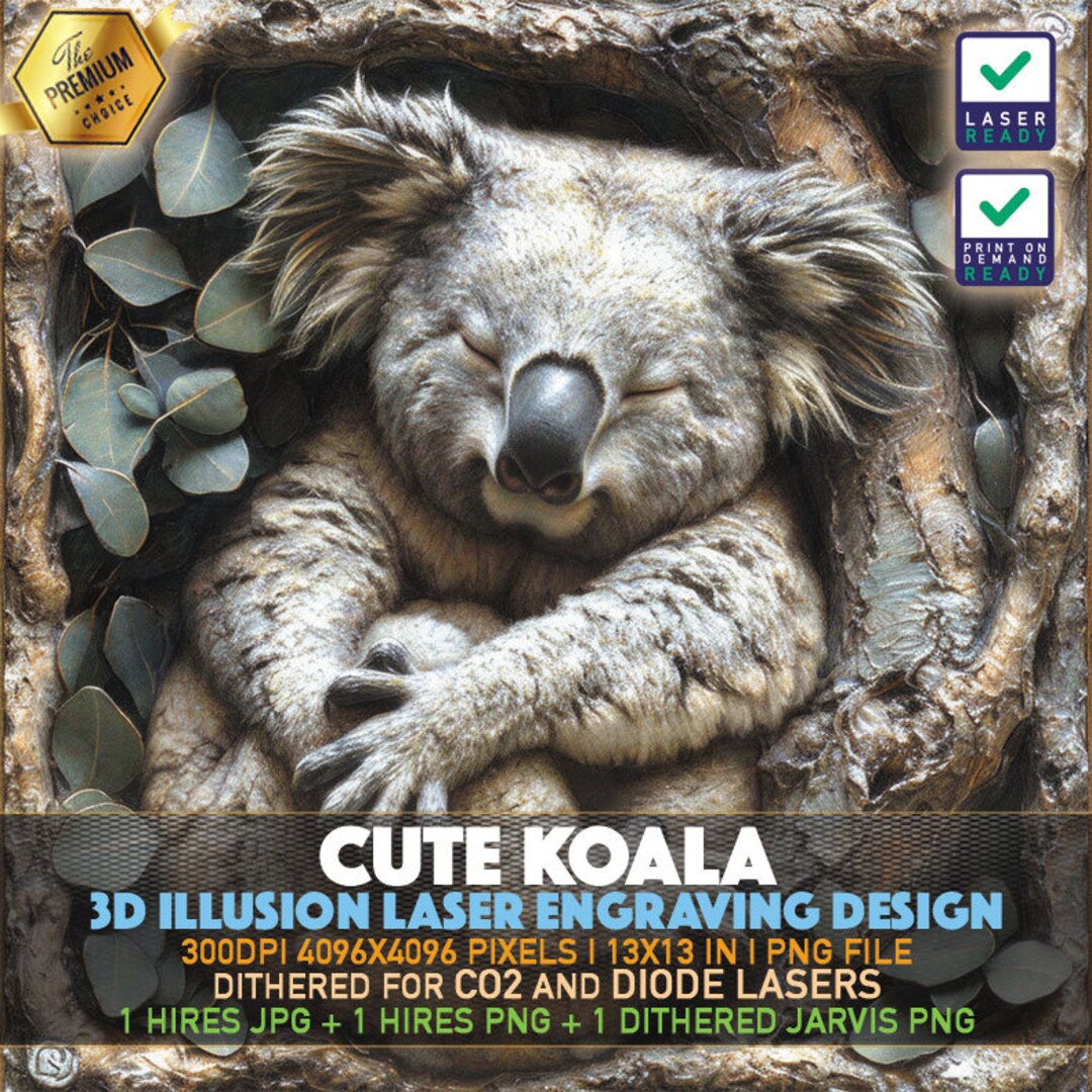 Cute Koala | Sleepy Koala | Aussie Koala | Laser Engraving File | 3D ...