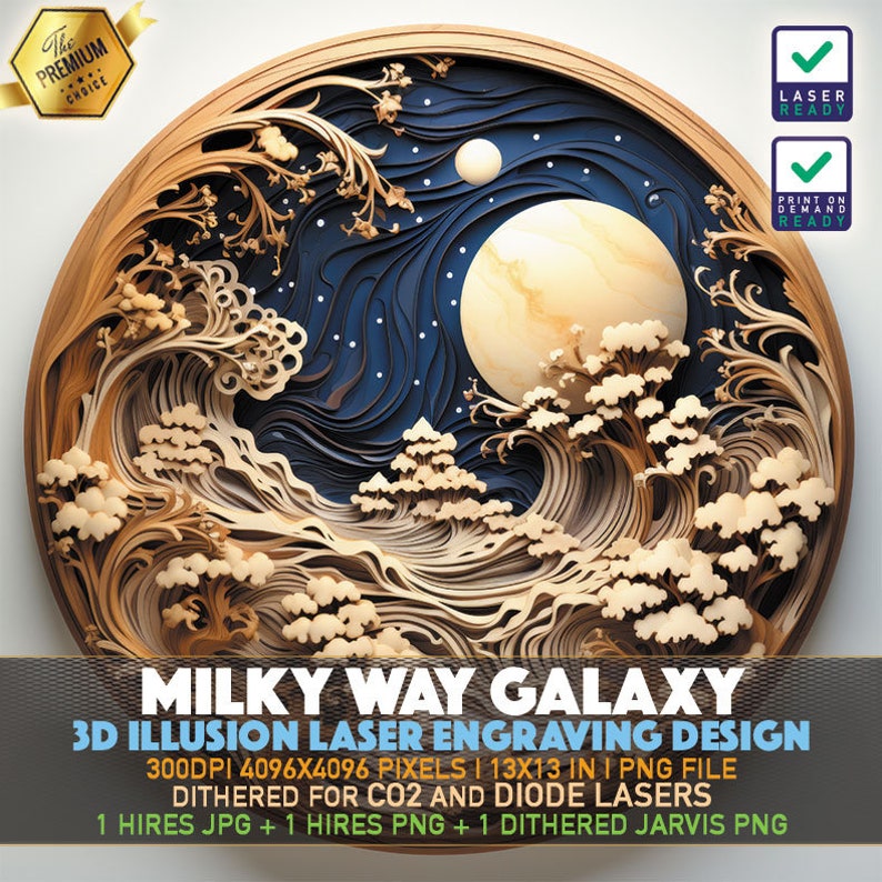 Milky Way Galaxy | Night Stars | Moon | Laser Engraving File | 3D ...