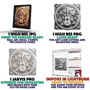 World Guitar Acustic Guitar Laser Engraving File 3D Illusion PNG ...