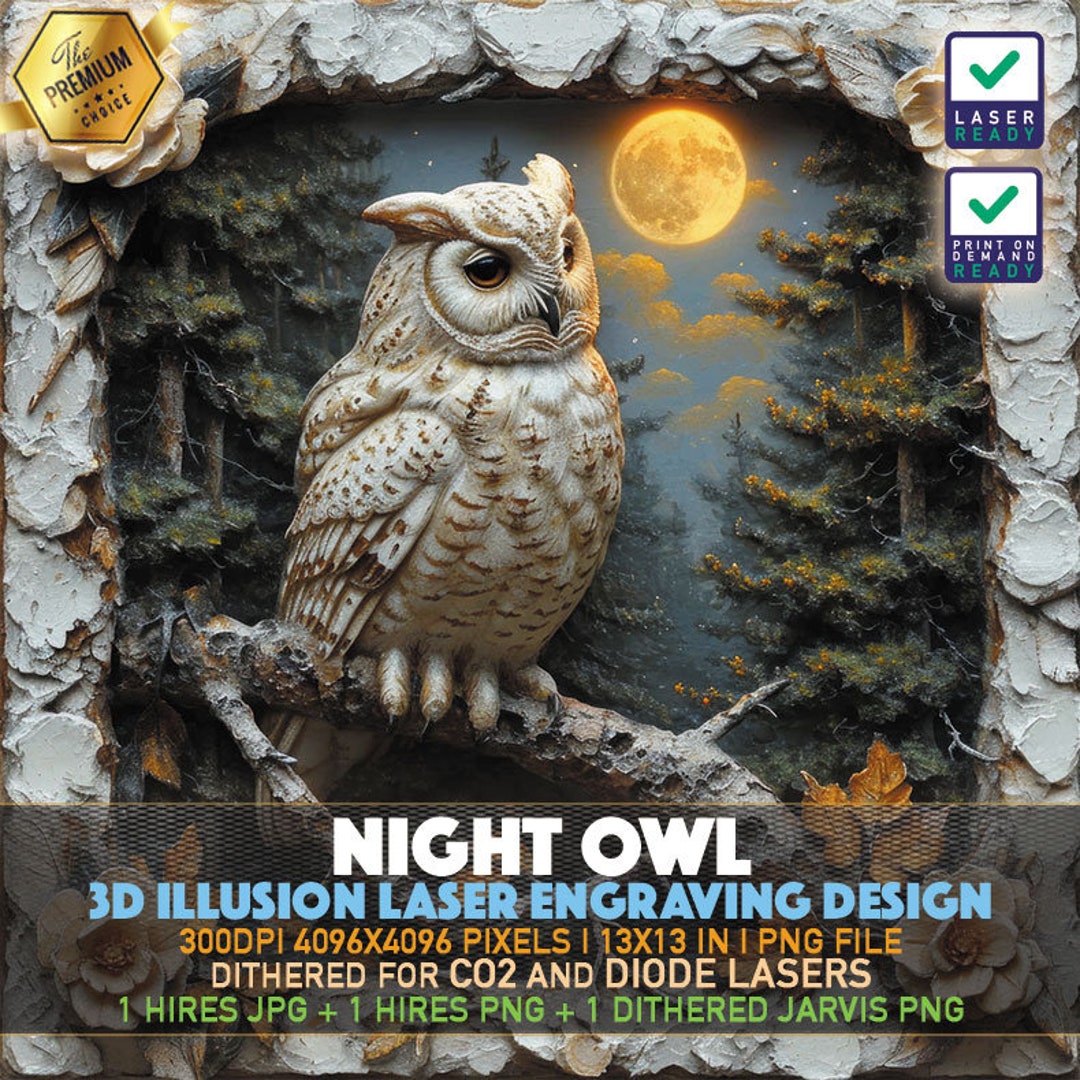 Night Owl | Cute Owl | Beautiful Owl | Laser Engraving File | 3D ...