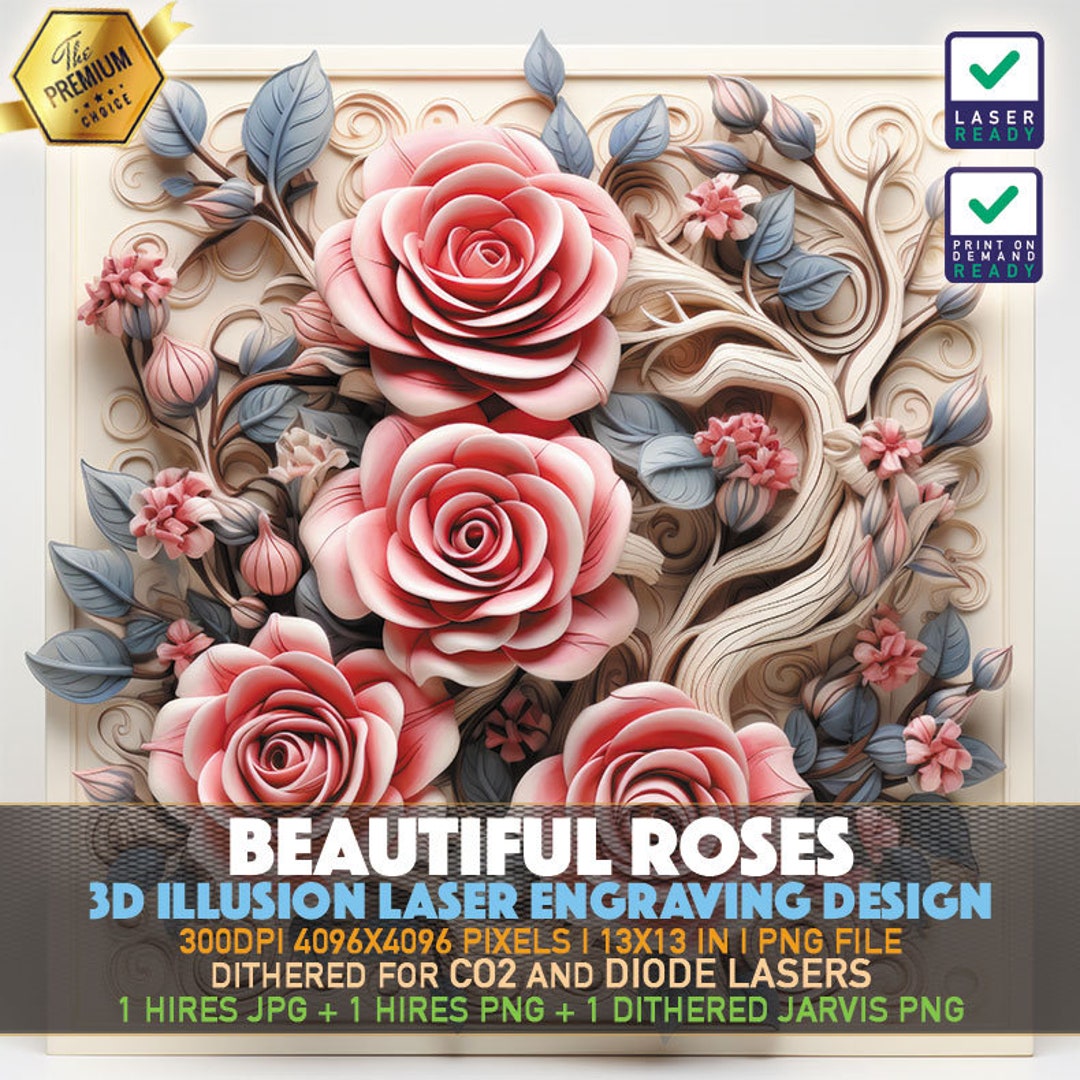Beautiful Roses | Rose Composition | Laser Engraving File | 3D Illusion ...