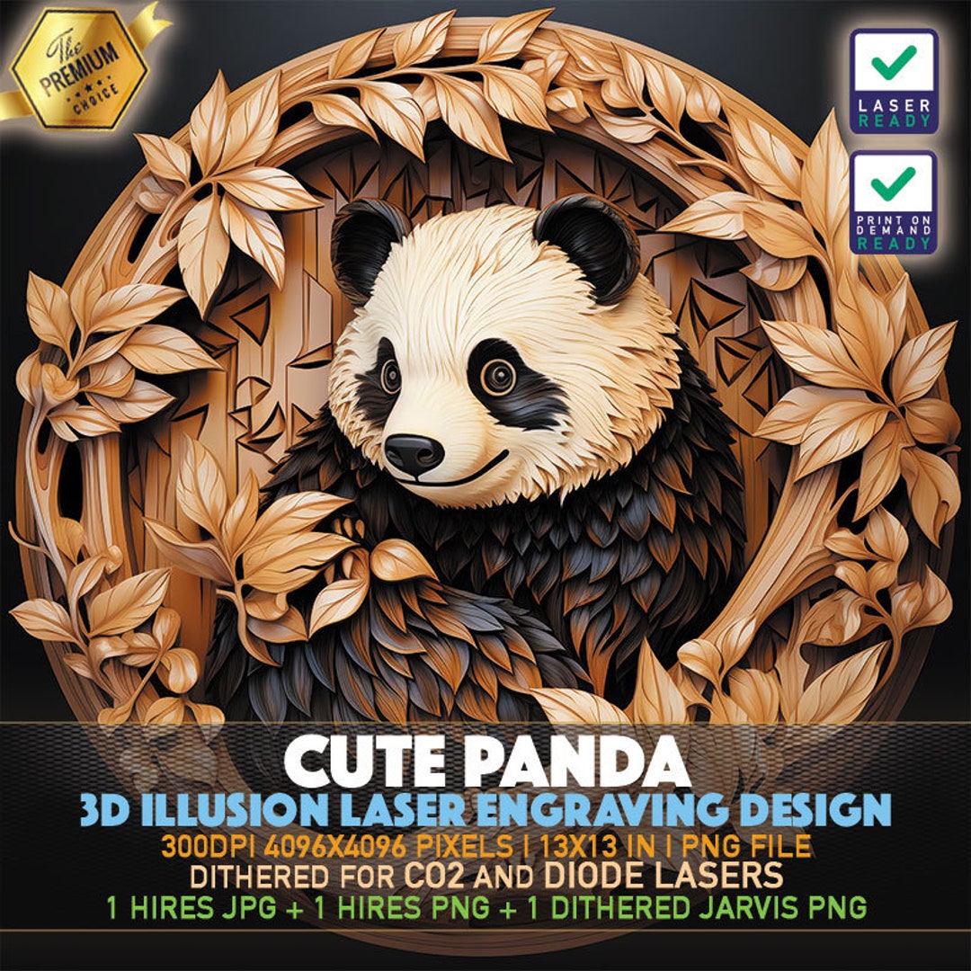 Cute Panda | Cute Panda Family | Panda | Engraving File | 3D Illusion ...