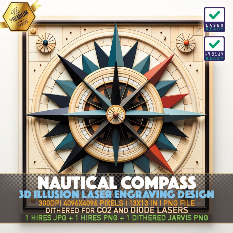 Nautical Compass | Marine Compass | Laser Engraving File | 3D Illusion ...