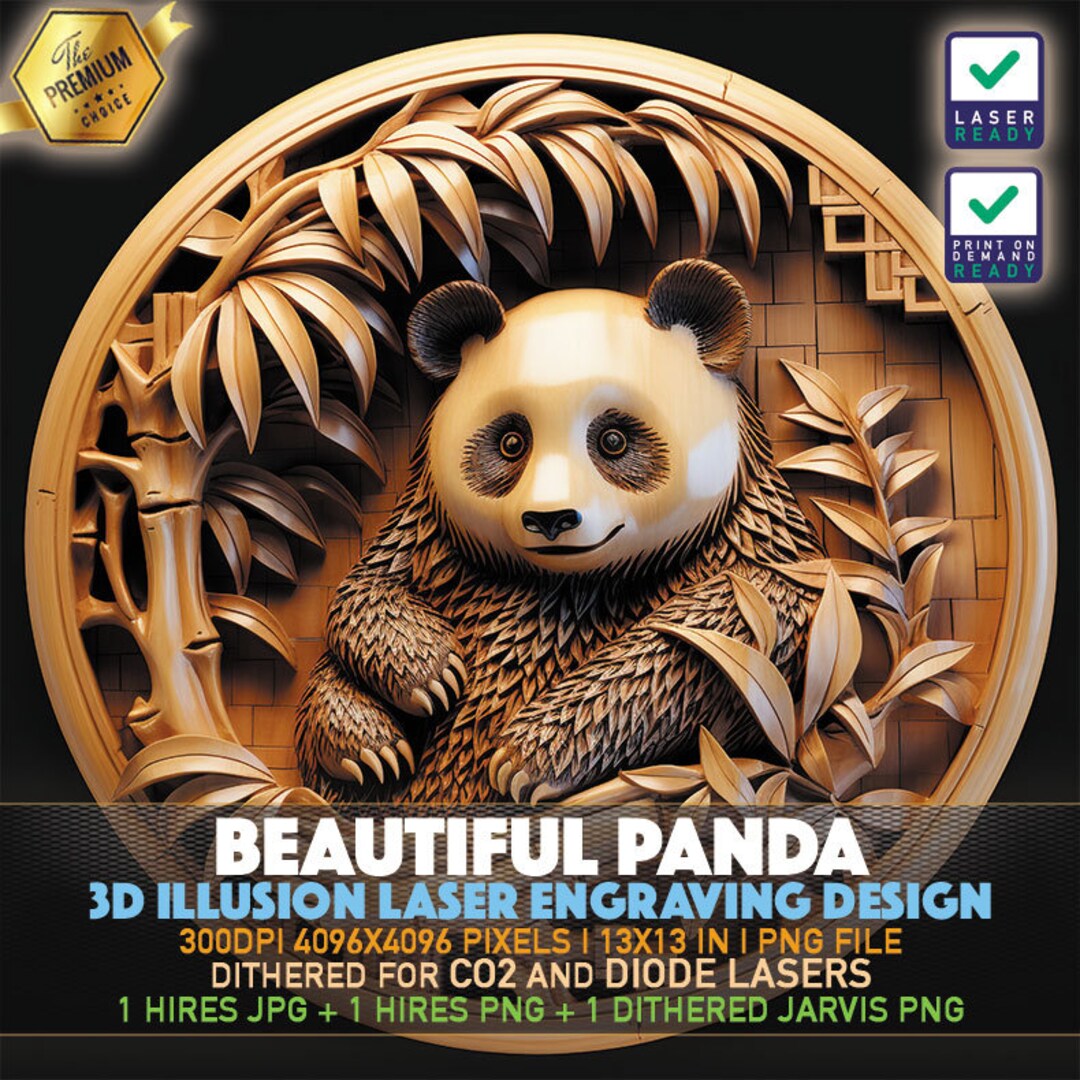 Cute Panda Cute Panda Family Panda Engraving File 3D Illusion PNG ...