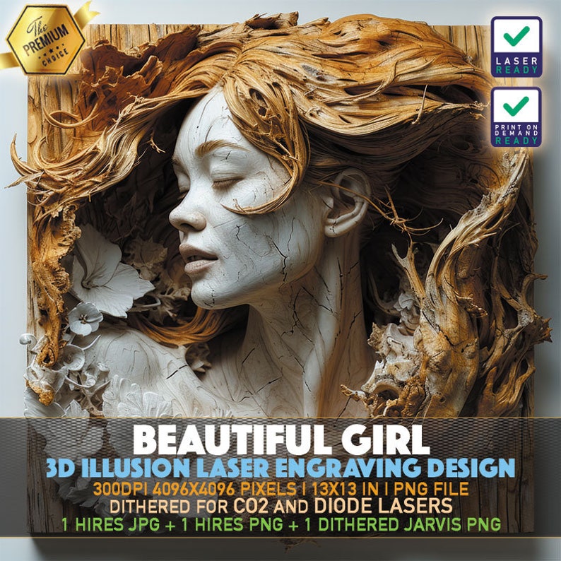 Beautiful Girl Cute Girl Beach Girl Laser Engraving File 3D Illusion ...