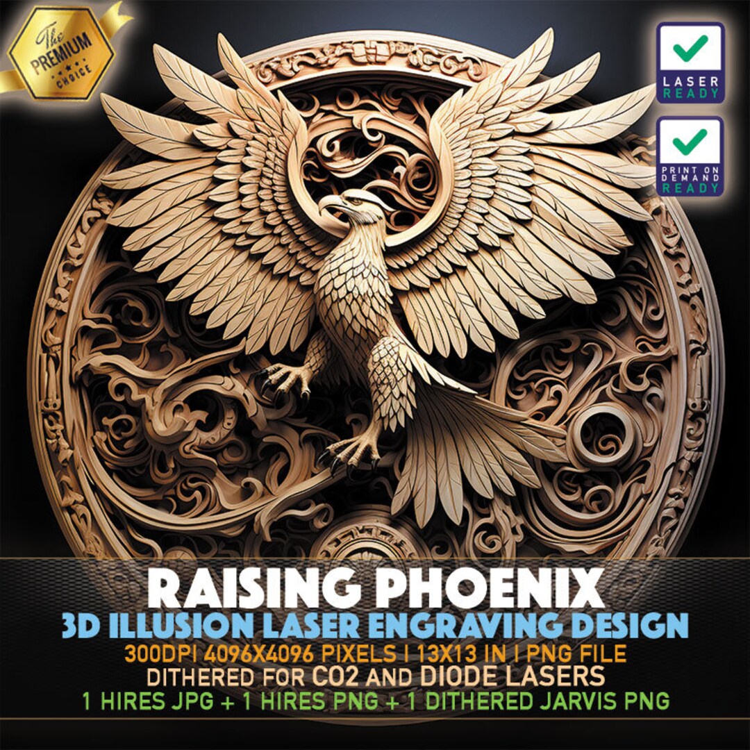 Raising Phoenix | Beautiful Phoenix | Panda | Engraving File | 3D ...