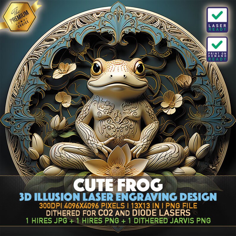 Cute Frog | Jumping Frog | Pond | Laser Engraving File | 3D Illusion ...