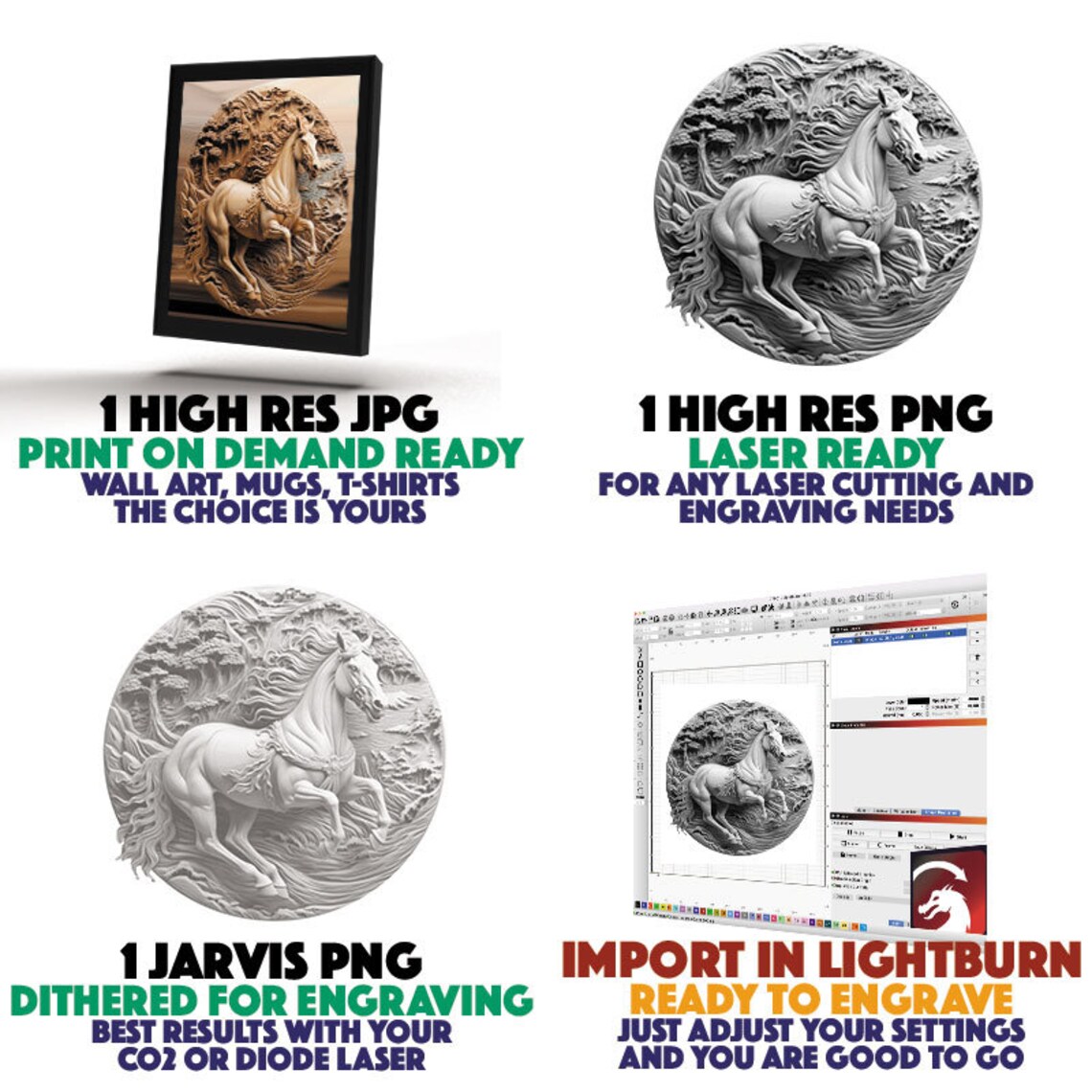 Beautiful Wild Horse | Running Horse | Laser Engraving File | 3D ...