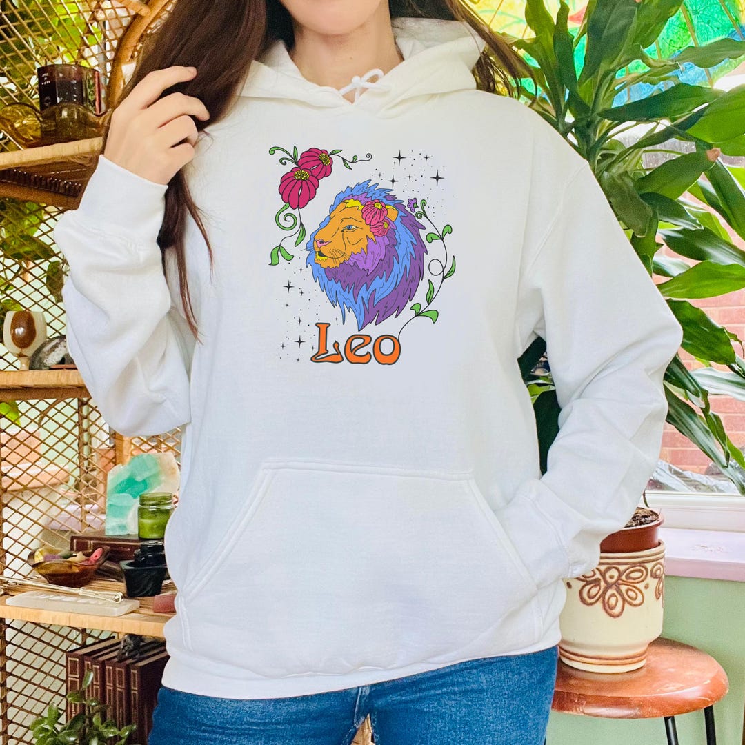 Leo Star Sign Hoodie, Lion Zodiac Astrology Jumper, Horoscope Birthday ...