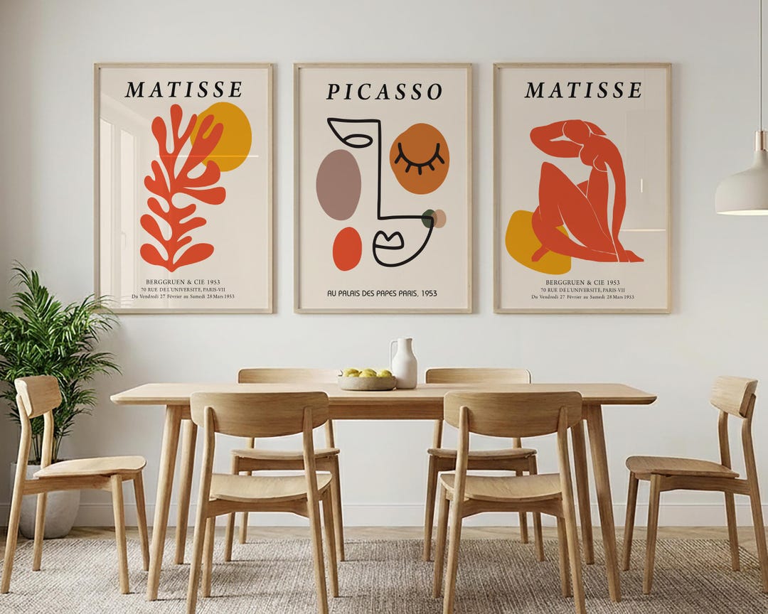 Matisse Picasso Print Set, Orange Bauhaus Wall Art, Set of 3 - Etsy
