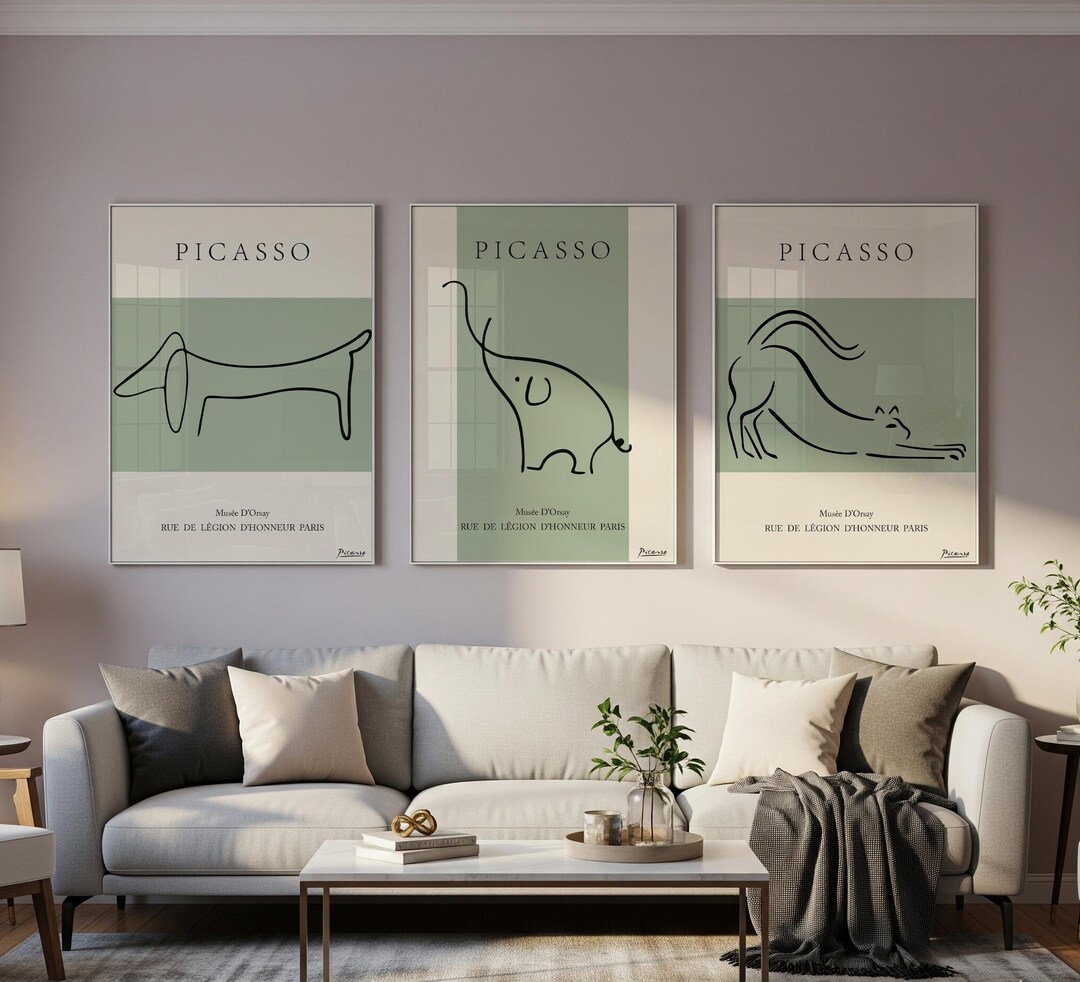 Picasso Prints - Picasso Inspired Line Drawing Poster Bundle, Set of 3 ...