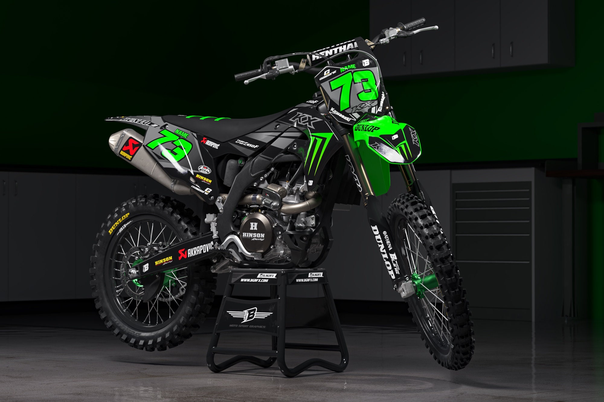KAWASAKI KXF 250-450 2019-2023 Full Graphics Kit With Riders Id. - Etsy