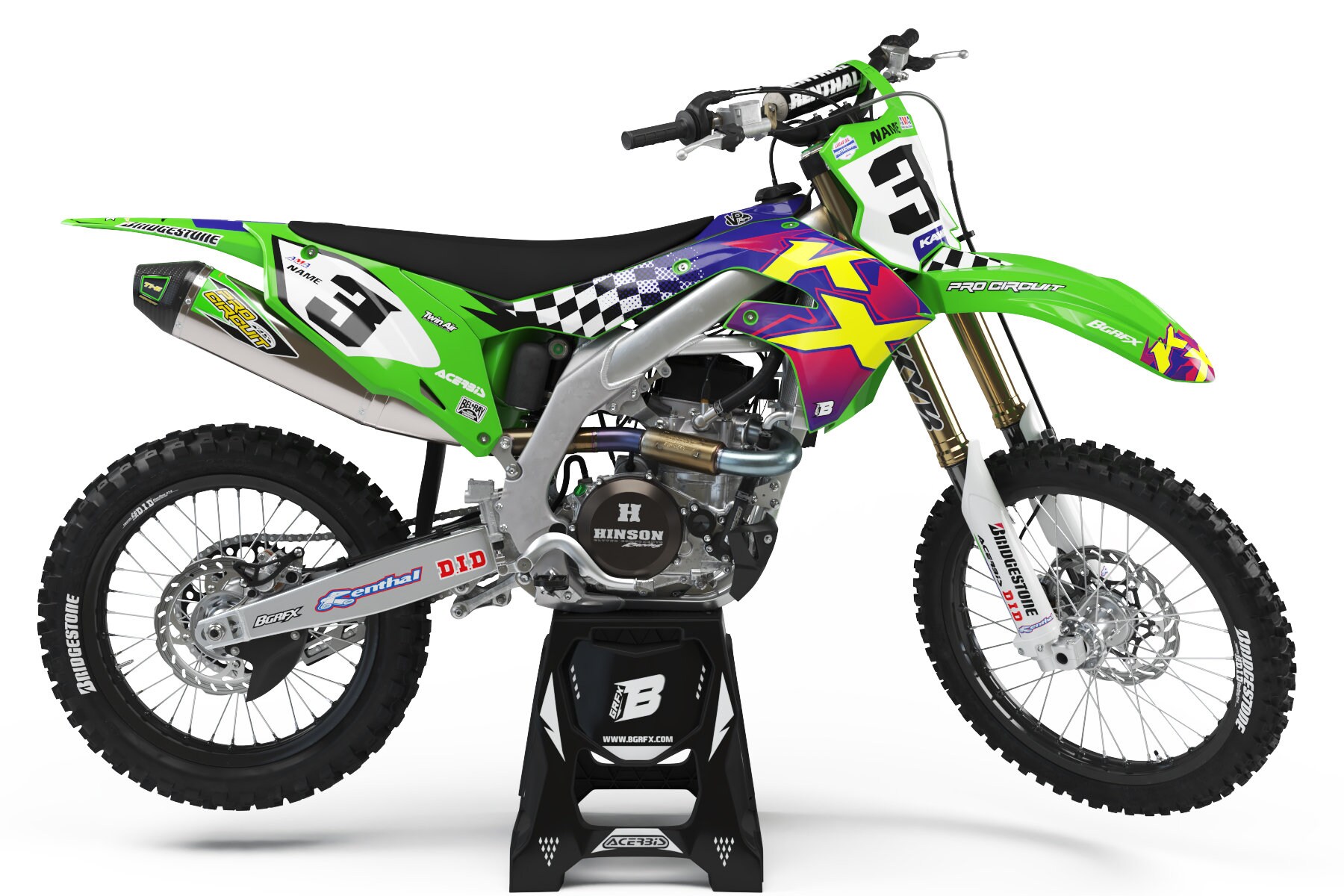 KAWASAKI KXF 250-450 2019-2023 Retro Full Graphics Kit With Riders Id ...