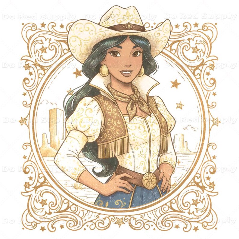 Retro Cowgirl Princess Png BUNDLE, Vintage Western Princess Design ...