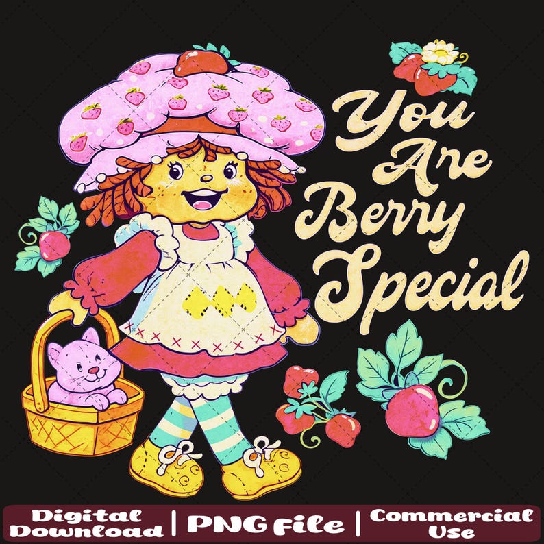 Retro Cute Berry Girl PNG, Berry Sweet Girl Cartoon Kids Png, Little ...