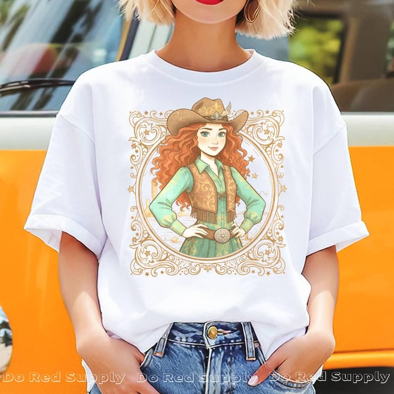 Retro Cowgirl Princess Png BUNDLE, Vintage Western Princess Design ...
