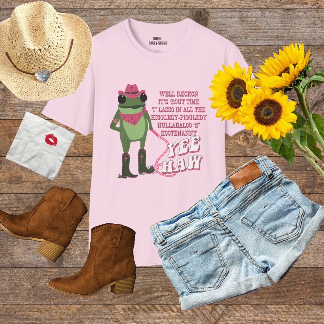 Well Reckon It's About Time to Lasso Cowgirl Cowboy Frog Shirt,funny ...