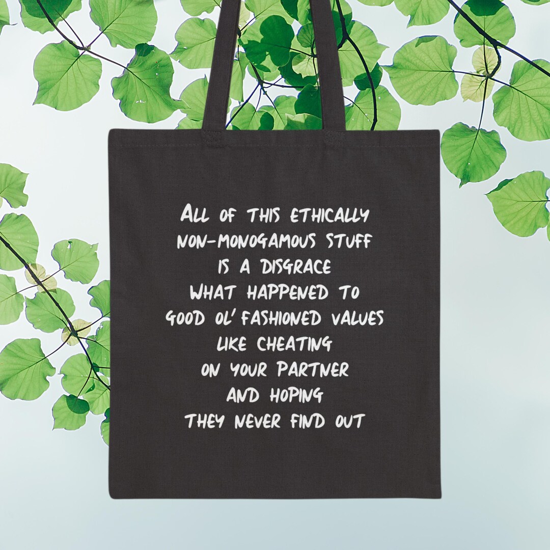 Funny ENM Cotton Canvas Tote Bag, Open Relationships Ethically Non ...